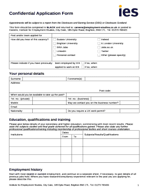 IES Job Application - employment-studies.co.uk Doc Template | pdfFiller