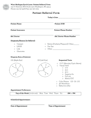 Fillable Online West Michigan Eye & Laser: Patient Referral Form Fax ...