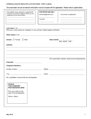 Fillable Online FORM FOR MRCS.pdf - INTERCOLLEGIATE MRCS APPLICATION ...