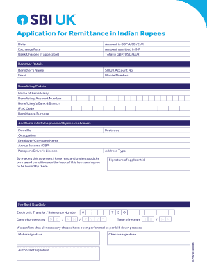 Fillable Online Application for Remittance in Indian Rupees Fax Email ...