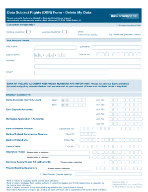 Fillable Online Data Subject Rights (DSR) Form - Delete My Data Fax ...