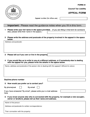 Fillable Online Council Tax Liability Appeal Form Fax Email Print ...