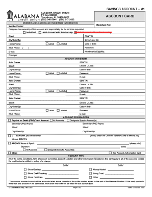 Fillable Online account card - Alabama Credit Union Fax Email Print ...