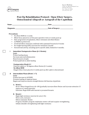 Fillable Online Post-Op Rehabilitation Protocol: Open Elbow Surgery ...
