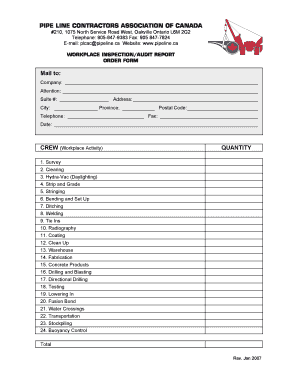 Fillable Online Workplace Inspection Audit Report Form.pub Fax Email ...