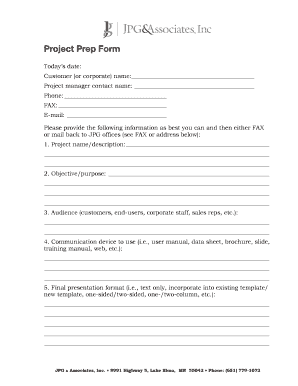 Fillable Online Client Project Prep Sheet Fax Email Print - pdfFiller