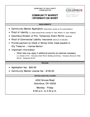 Fillable Online COMMUNITY MARKET INFORMATION SHEET Community Market ...