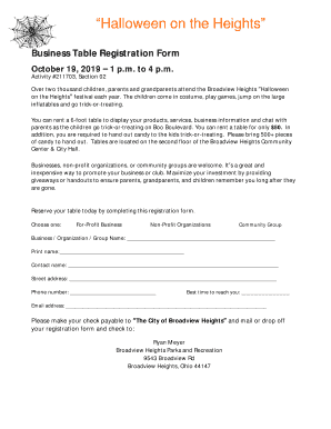 Fillable Online Business Table Registration Form Fax Email Print ...