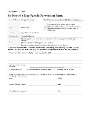 Fillable Online St. Patricks Day Parade Permission Form Fax Email Print ...