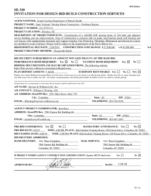 Fillable Online se-310 invitation for design-bid-build construction ...