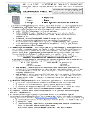 Fillable Online BUILDING PERMIT APPLICATION Decks ... - San Juan County ...
