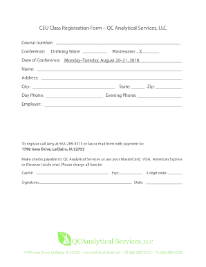 Fillable Online CEU Class Registration Form QC Analytical Services, LLC Fax Email Print - pdfFiller