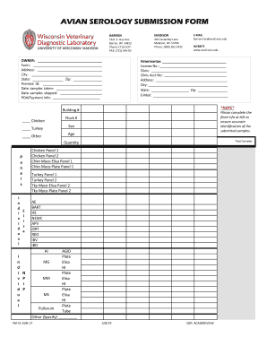 Fillable Online AVIAN SEROLOGY SUBMISSION FORM - wvdl.wisc.edu Fax ...