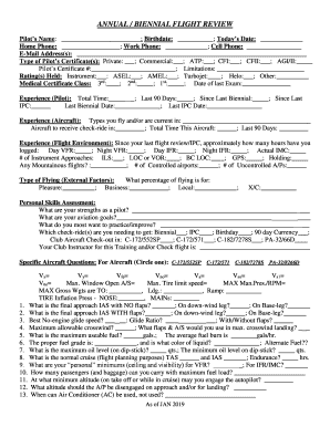Fillable Online ANNUAL / BIENNIAL FLIGHT REVIEW Fax Email Print - pdfFiller
