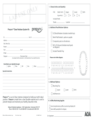 Fillable Online TM Prezurv Clear Retainer System Rx - aoaaccess.com Fax ...