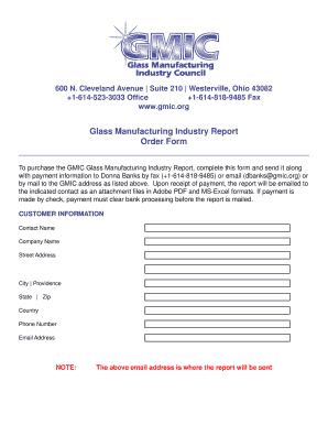 Fillable Online Glass Manufacturing Industry Report Order Form - GMIC ...