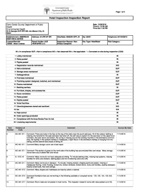 Fillable Online Hotel Inspection Inspection Report Fax Email Print ...