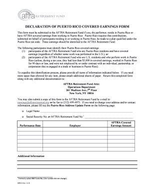 Fillable Online DECLARATION OF PUERTO RICO COVERED EARNINGS FORM Fax ...