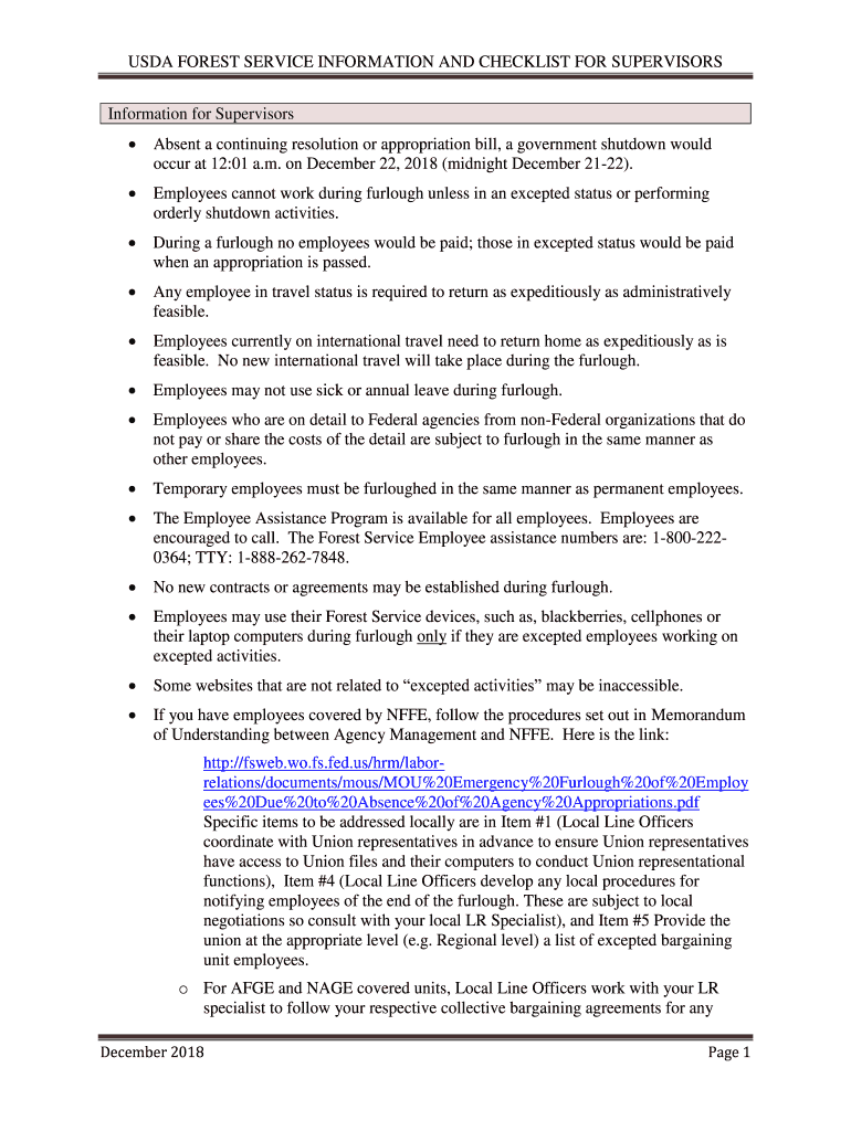 Fillable Online USDA FOREST SERVICE INFORMATION AND CHECKLIST FOR ...