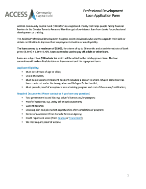 Fillable Online Professional Development Loan Application Form Fax ...