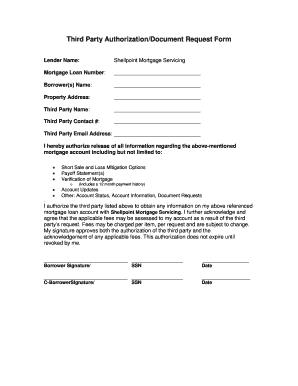 Fillable Online Third Party Authorization/Document Request Form Fax ...