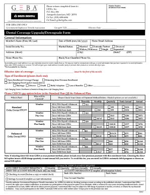 Fillable Online Dental Coverage Upgrade/Downgrade Form - GEBA Fax Email ...