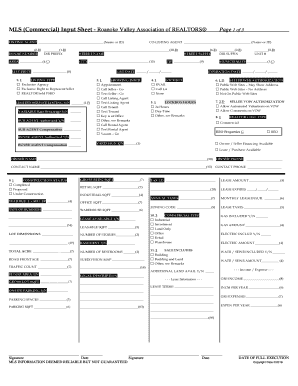 Fillable Online MLS (Commercial) Input Sheet - Roanoke Valley ...