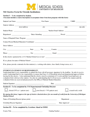 Fillable Online medstudents medicine umich M4 Elective Form for Outside ...