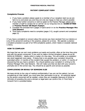 Fillable Online patient complaint form - Forestside Medical Practice ...