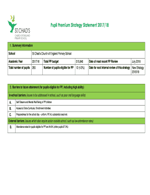 Fillable Online Pupil Premium Strategy Statement 2017/18 - St Chad's ...