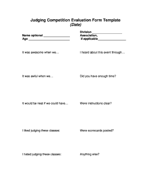Fillable Online Judging Competition Evaluation Form Template Fax Email ...