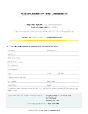 Fillable Online Physical Injury Victim Application Form Fax Email Print ...