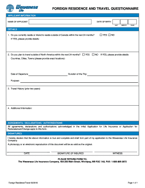 Fillable Online Foreign Residence and Travel Questionnaire - no borders.doc Fax Email Print ...