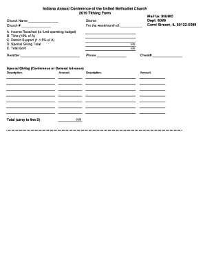 Fillable Online 2019 Tithing Form Fax Email Print - pdfFiller