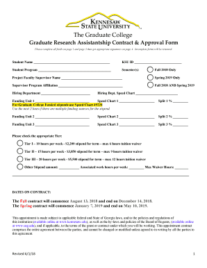 Fillable Online graduate kennesaw Graduate Research Assistantship Contract & Approval Form Fax ...