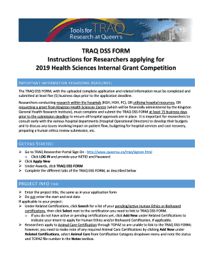 Fillable Online healthsci queensu TRAQ DSS FORM Instructions for ...