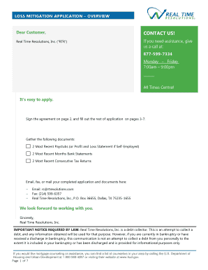 Fillable Online LOSS MITIGATION APPLICATION OVERVIEW Fax Email Print ...