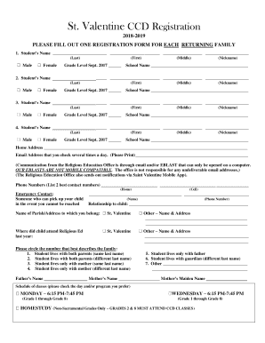 Fillable Online Faith Formation Registration Form (CCD)St. Timothy's ...