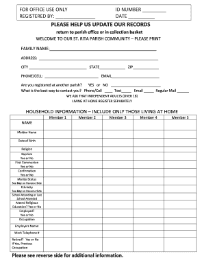 Fillable Online PLEASE HELP US UPDATE OUR RECORDS - Liturgical Fax ...