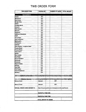 Fillable Online TWB ORDER FORM - uploads.weconnect.com Fax Email Print ...