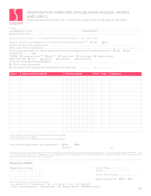 Fillable Online REGISTRATION FORM FOR UNPUBLISHED MUSICAL WORKS AND Fax ...