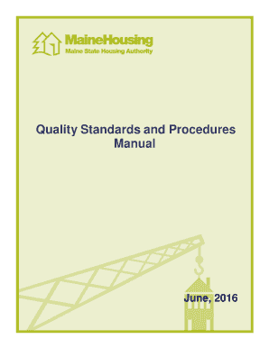 Fillable Online Quality Standards and Procedures Manual - Maine.gov Fax ...