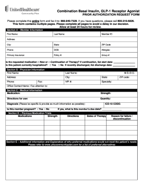 Fillable Online Combination Basal , GLP-1 Receptor Agonist Fax Email ...
