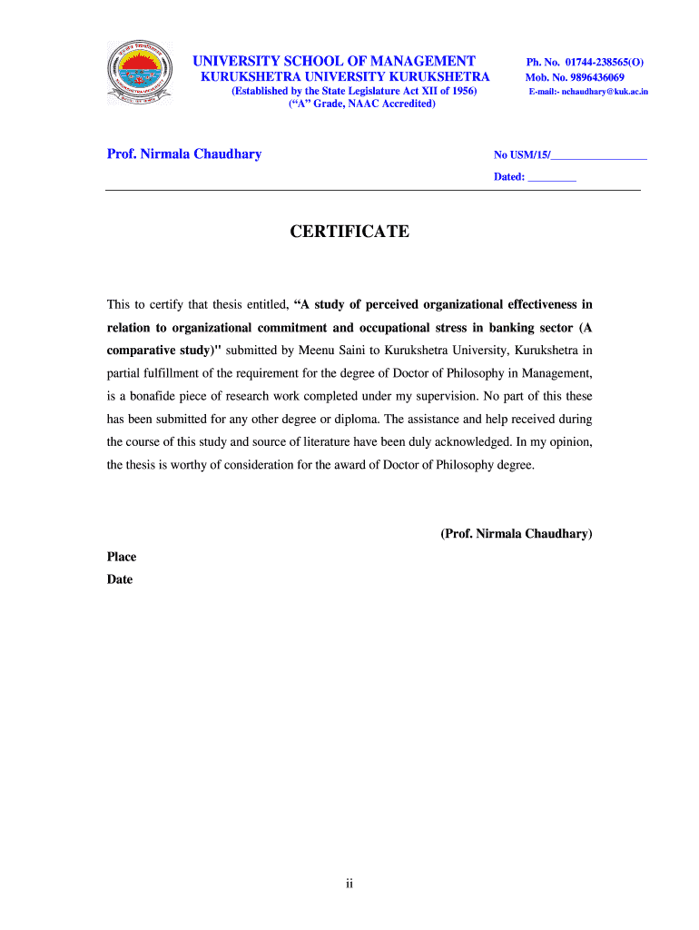 Fillable Online shodhganga inflibnet ac UNIVERSITY SCHOOL OF MANAGEMENT ...