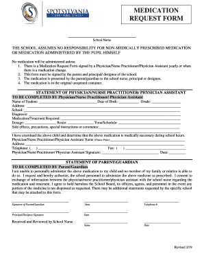 Fillable Online MEDICATION REQUEST FORM - spotsylvania.k12.va.us Fax Email Print - pdfFiller