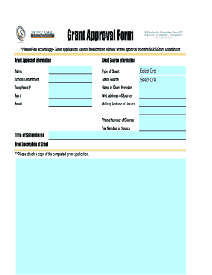 Fillable Online APPROVAL FORM FOR GRANT APPLICATION (S) Fax Email Print ...