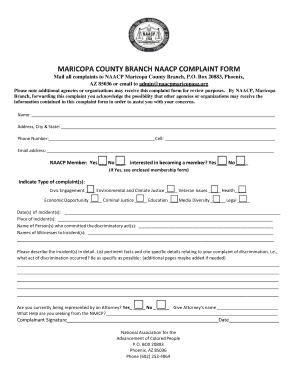 Fillable Online MARICOPA COUNTY BRANCH NAACP COMPLAINT FORM Fax Email ...