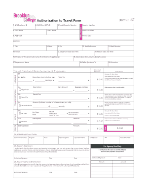 Fillable Online Authorization to Travel Form Fax Email Print - pdfFiller