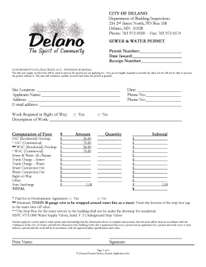 Fillable Online CITY OF DELANO Department of Building Inspections 234 ...
