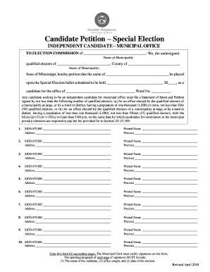 Fillable Online Candidate Petition Special Election Fax Email Print ...